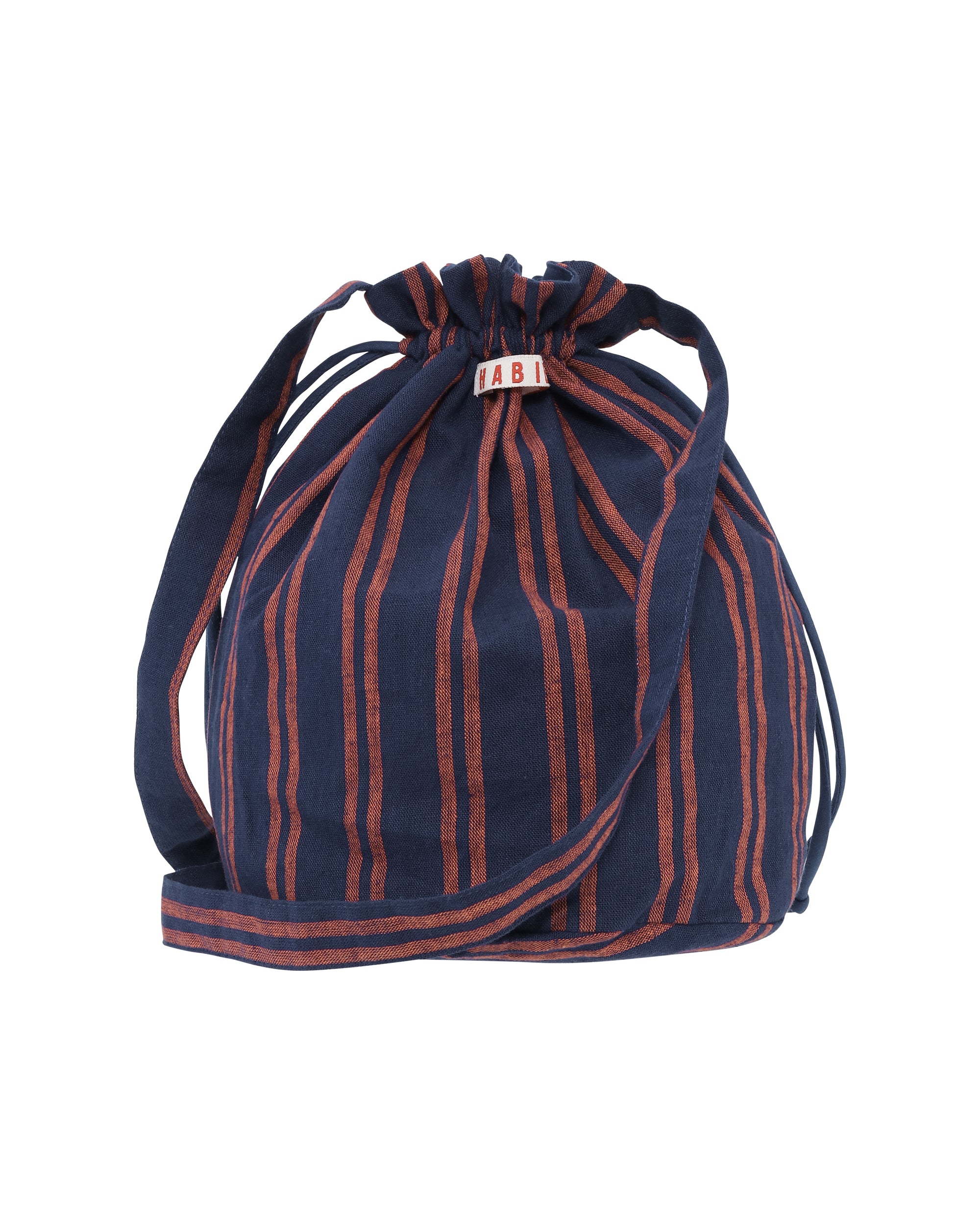 BOLSTER STRIPE DRAWSTRING SACK - INDIGO