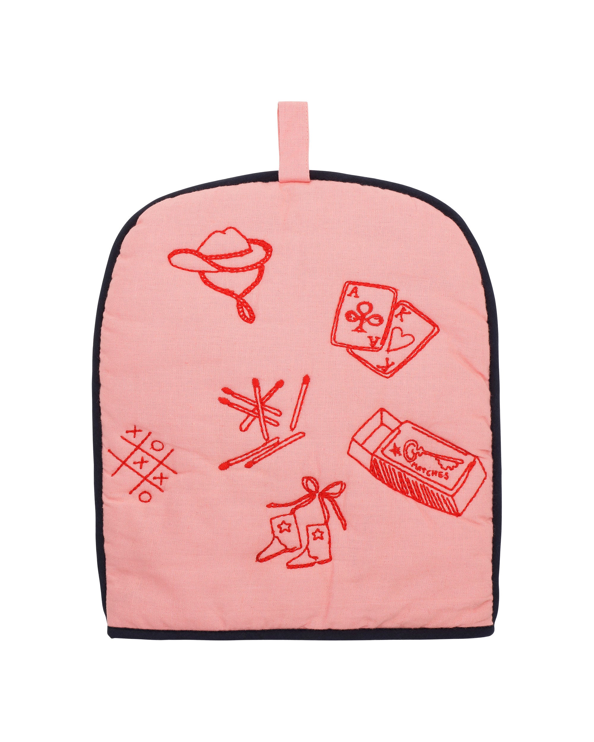 POLLY EMBROIDERY COFFEE COZY - FLAMINGO